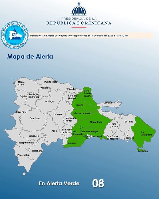 COE DECLARA ALERTA VERDE EN 8 PROVINCIAS POR INCIDENCIA DE VAGUADA ...